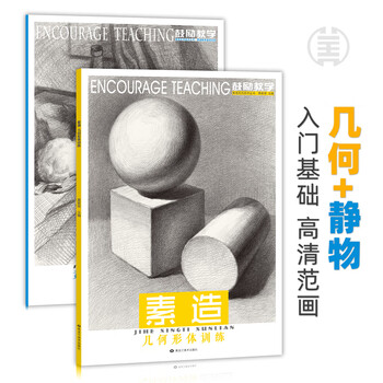 素造素描几何体形体静物临摹画册入门教材本书籍石膏图形敲门砖训练美术零基础自学初学者铅笔手绘结构单体组合绘画练习册成人教程范本技法 素造几何体+静物2本套装