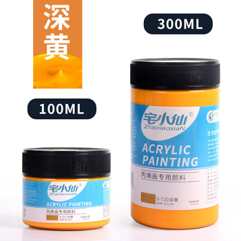丙烯颜料防水手绘画材料diy墙绘彩绘工具24色画鞋子12色300ml白色炳稀染料不掉色儿童涂鸦丙 深黄 100ml
