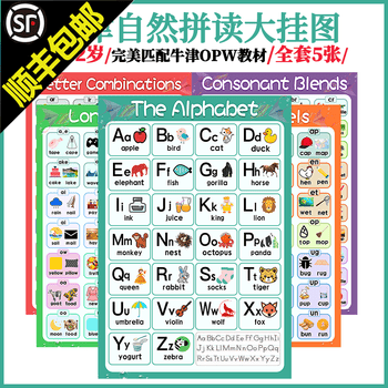 新版 原版牛津Oxford Phonics World1/2/3/4/5自然拼读世界OPW教材全套牛津树阅读 1-5级别配套挂图共五张