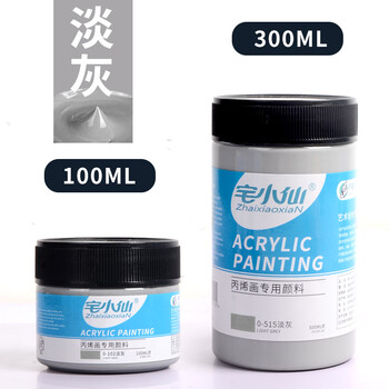 丙烯颜料防水手绘画材料diy墙绘彩绘工具24色画鞋子12色300ml白色炳稀染料不掉色儿童涂鸦丙 淡灰 300ml
