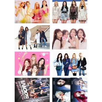 blackpink朴彩英LISA时代少年团周边签名海报8张高清挂画墙贴 black-pink海报(8张照片随机)