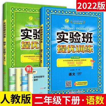 2022春版 实验班提优训练二年级下册语文数学全套2本 人教版小学2年级下册教材同步练习册 课时天天练作业本同步训练题 语文数学（共2本）