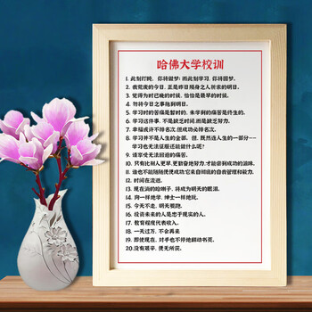 六项精进 稻盛和夫励志定制座右铭书法字画摆台挂画实木相框挂墙画框UTK UTK22 哈佛大学校训 A3(挂墙专用)