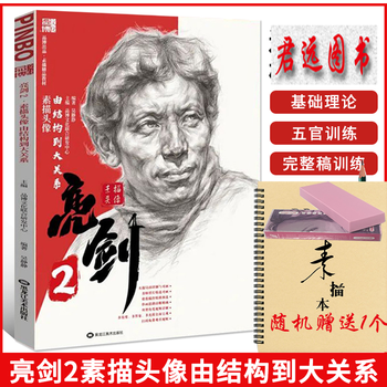 亮剑2素描头像由结构到大关系2022品博文化吴静静头骨肌肉五官结构对应大关系头带手完整稿人物临摹画册范本高考联考教材教程书籍