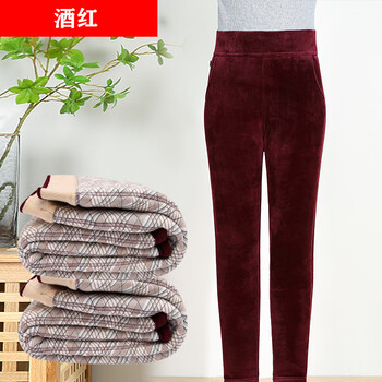 FENGEDUN胖老太太高腰棉裤大码驼绒妈妈裤秋冬加绒加厚女美体中老年人裤 酒红色【正版】 XL 建议80-95斤【图片 价格 品牌 报价】-京东