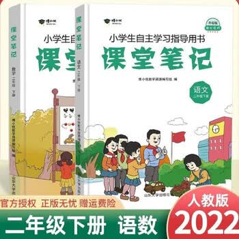 2022春课堂笔记二年级下册数学+语文人教版教材同步全解人教版小学册练习 人教版学霸53天天练（