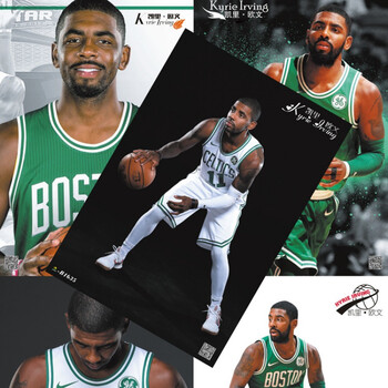 迈克尔乔丹麦迪欧 文库里海报8张篮球NBA球星周边写真宿舍墙贴纸 欧文海报(8张随机)