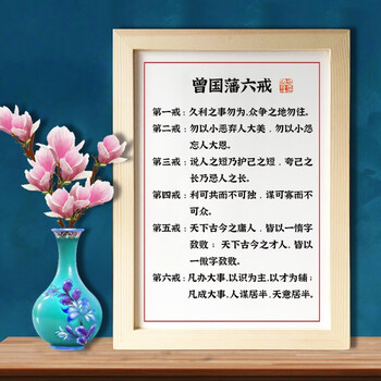 写给儿子的话 激励孩子独立上进女儿励志书画书房摆台挂墙画框学生座右铭实木相框UTK UTK17 为人处事曾国藩六戒 A5(可摆可挂)