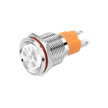 【汇君19B-P10F-E-DYW9-24V】汇君16 19mm防水金属按钮10A大电流自锁自复位环形电符带灯源开关带灯 19mm环形电符白光 ...