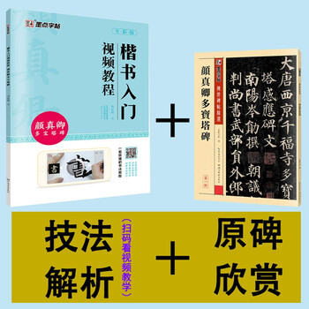 颜真卿多宝塔碑 视频教程+原碑帖 2本套装 颜体楷书书法毛笔练字帖 教程扫码可看视频教学 原碑帖全文附简体旁注 墨点字帖 多宝塔碑2本