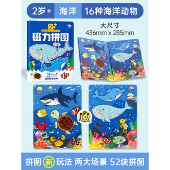 儿童磁力拼图2-3-6岁5男孩女孩幼儿益智拼图宝宝早教智力拼板玩具 磁力拼图2岁+海洋
