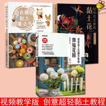 3册 视频教学版 迷你黏土花制作教程微缩花园+超有趣的黏土魔法书+黏土花制作完全教程 创意饰品制作 粘土DIY手作手工花艺教材书籍