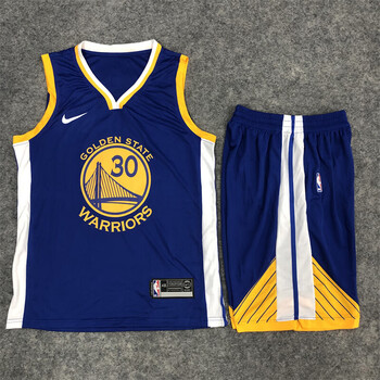 潮穿搭篮球服套装透气背心库里30号球衣真两件T恤情侣球服定制diy 蓝色库里30上衣+短裤 XL(身高165-170cm)