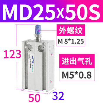 自由安装气缸MD25/32*5X10X15X20X25X30/35X40X45 MD25X5 MD25X50S【图片 价格 品牌 报价】-京东