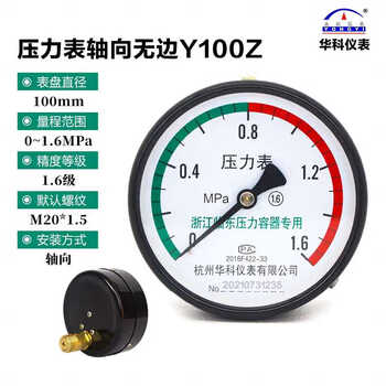 华科仪表Y100Z轴向压力表0-1.6MPa储气罐浙江临东压力容器专用 轴向1.6MPa (临东表面）【图片 价格 品牌 报价】-京东