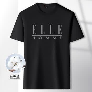【ELLEHOMME男士上衣】ELLE HOMME巴黎轻奢春夏字母印花男士短袖t恤 21ET136 黑色 52【行情 报价 价格 评测】-京东