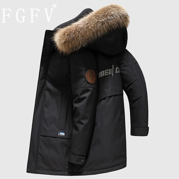 FGFV奢侈高端品牌羽绒服男中长款保暖外套男连帽白鸭绒加厚中年男装 黑色 175/92A(L)=140-155斤【图片 价格 品牌 报价】-京东