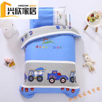 UHFV纯色绣花幼儿园被子入园被褥被套多件套床上用品午睡被 工程车 4斤棉花芯六件套【图片 价格 品牌 报价】-京东