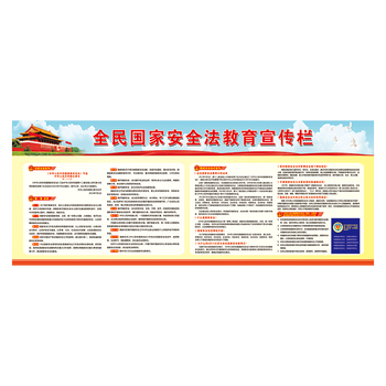 安全生产宣传画挂图国家安全法保密法宣传栏墙贴画覆膜贴纸NAX NAX15 国家安全法教育宣传栏 120*60厘米 覆膜防水PP贴纸