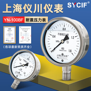 上海仪川仪表厂耐震抗震全不锈钢真空压力表水气油压高温 YN-100BF 0-0.6MPA 6公斤【图片 价格 品牌 报价】-京东