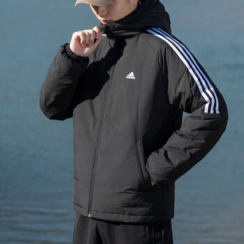 阿迪达斯 （adidas）男装女装 2023冬季情侣羽绒服休闲宽松运动服保暖时尚连帽外套男 IT8730/黑白/男款 2XL【图片 价格 品牌 ...