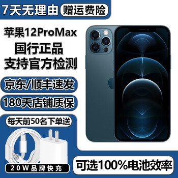 Apple iPhone 12 Pro Max 苹果12pro苹果12promax国行5G全面屏手机 【12ProMax】海蓝色 95新 ...