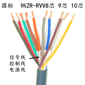 国标铜 ZR-RVV8芯9芯10芯*0.2 0.3 0.5 0.75 1.0 护套线 信号线 8*1平方一卷(100米)【图片 价格 品牌 报价】-京东