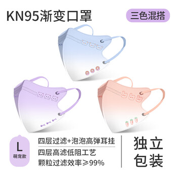kn95渐层色口罩3d立体高颜值女成人不花妆kn95冬季2023新款正品潮 卡通渐层[三色混搭]120只-独立 成人kn95级【图片 价格 品牌 报价】-京东
