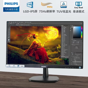 飞利浦（PHILIPS） 显示器 IPS 75Hz低蓝光爱眼 窄边框 可壁挂 商务办公电脑显示器 23.8英寸 三接口 243V7QDSB ...