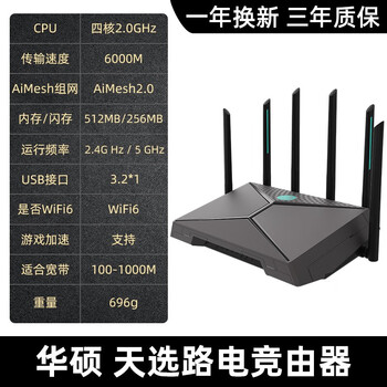 华硕（ASUS）天选游戏路由器WiFi6双频游戏电竞加速双2.5G口6000M 天选TX-AX6000【全新国行】【图片 价格 品牌 报价】-京东
