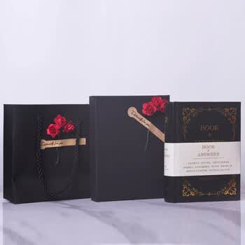 正版答案之书 创意手账本礼品盒 少女心生日进精致礼品记事本 黑色+袋子+礼盒+贺卡