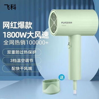 【飞科/】飞科（FLYCO）电吹风家用大功率吹风筒旅行便携式吹风机冷热风理发店发廊 FH6296绿色（线下同款）【行情 报价 价格 评测】-京东
