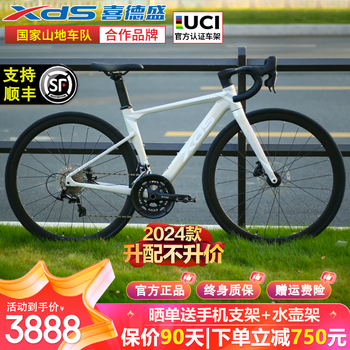喜德盛（xds）24款AD350全隐藏破风公路车20速油压碟刹铝合金自行车成人ad350 奶油黄/白（桶轴版） 540mm 推荐身高185 ...