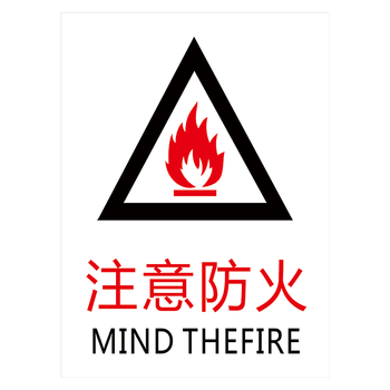 消防安全标志标识牌禁止吸烟NOSMOKING中英文禁烟标示贴提示牌TEP TEP71 注意防火标识 40*30厘米 覆膜防水PP贴纸