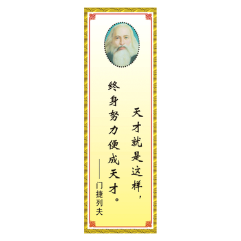 名言警句宣传标语挂图宣传画名人名言头像肖像励志墙贴画覆膜OA OA02 门捷列夫 100*33厘米 覆膜防水PP贴纸