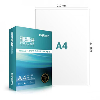 deli得力复印纸a4a5珊瑚海木尚70g7362 80g复印纸打印纸 珊瑚海A4 80g(7377) 8包一箱4000张【图片 价格 品牌 报价】-京东