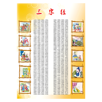 中华国学教育挂图中国传统文化展板宣传画海报弟子规三字经贴画SCM SCM02 三字经 60*40厘米 覆膜防水PP贴纸