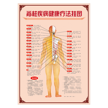 中医养生文化宣传画海报展板足部反射区挂图足疗穴位墙贴画覆膜防水贴纸WSA57 WSA57-01 脊柱疾病健康图 80*60厘米 覆膜防水PP贴纸