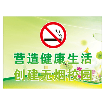 禁烟公益广告文化宣传画挂图标语海报禁止吸烟您已进入无烟场所控烟招贴画覆膜防水贴纸TYH TYH33 无烟校园宣传画 70*50厘米 覆膜防水PP贴纸