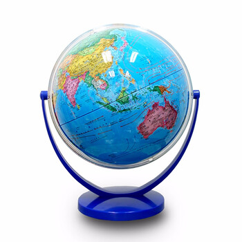 YTS 星球地图 军事地理地球仪系列 18cm中英文政区海洋蓝版地球仪 万向