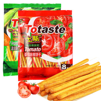 【TotasteTotaste-178g-17】Totaste棒形饼干2袋装(番茄味128g+蔬菜128g)磨牙棒手指饼干休闲零食【行情 报价 ...