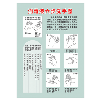 餐饮服务从业人员医院洗手消毒流程图步骤图程序方法墙贴画挂图覆膜防水贴纸TXH TXH01 洗手液六步洗手图 60*40厘米 覆膜防水PP贴纸