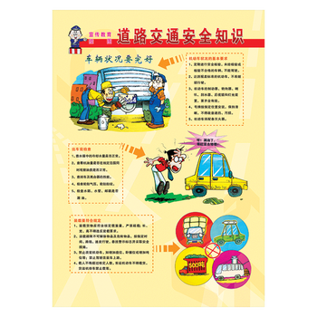 道路交通安全知识宣传画海报宣传教育顺口溜挂图宣传栏展板墙贴画覆膜贴纸JTC JTC08 车辆状况要完好 80*60厘米 覆膜防水PP贴纸