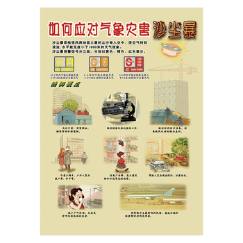 自然灾害的认知与应急宣传画挂图海报如何应对气象灾害科普知识宣传栏墙贴画KPH KPH14 沙尘暴 40*30厘米 覆膜防水PP贴纸
