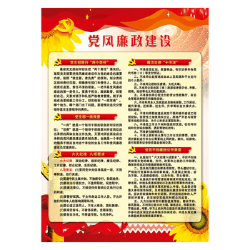 党政建设宣传栏挂图文化贴纸廉洁自律准则党建宣传画展板海报墙贴画ODK ODK63 党风廉政建设 70*50厘米 覆膜防水PP贴纸