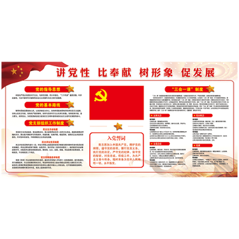 党建文化墙入党誓词宣传画展板挂图宣誓墙黑板报墙报党员活动室布置宣传栏墙贴画 OD51-05 党建文化墙 200*100厘米 覆膜防水PP贴纸