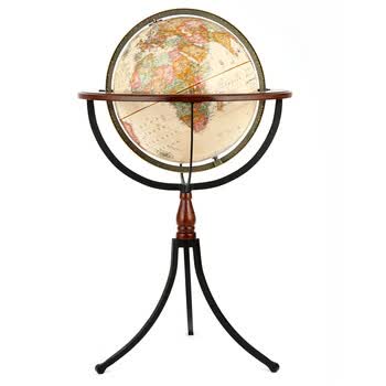 博目立式古典复古地球仪(办公书房装饰/中英文政区球体直径40cm/弧形三铁柱底座）
