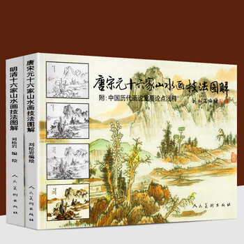 【两册套装】唐宋元十六家山水画技法图解+明清十六家山水画技法图解 绘画启蒙教材 国画技法分析 刘松岩