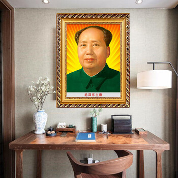 毛主像挂像墙画主席客厅中堂挂画壁画斯大林孙中山马克思伟人画像 实木珠光10号 宽度68*88高度 有框 有机透明板