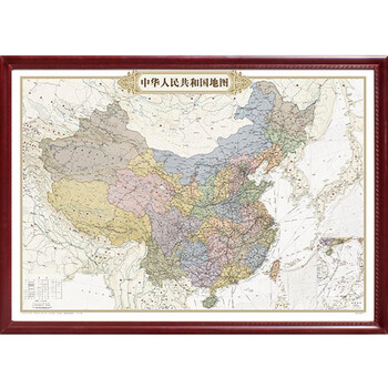 【家居百搭】地图 复古版 木框装裱 客厅装饰画挂图 中国地图 1.2*0.85米